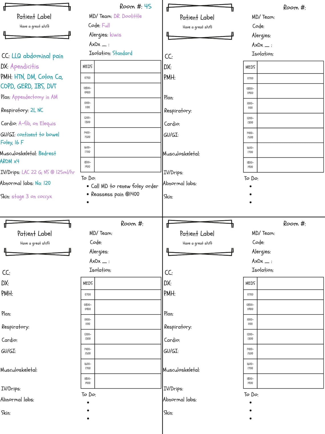 Nurse Report Sheet Printable | SBAR Report Template for Rns & Nursing ...