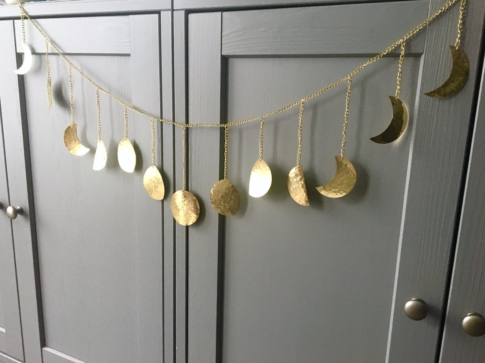 Gold Moon Phase Garland Hammered Metal Lunar Chakra Nature - Etsy