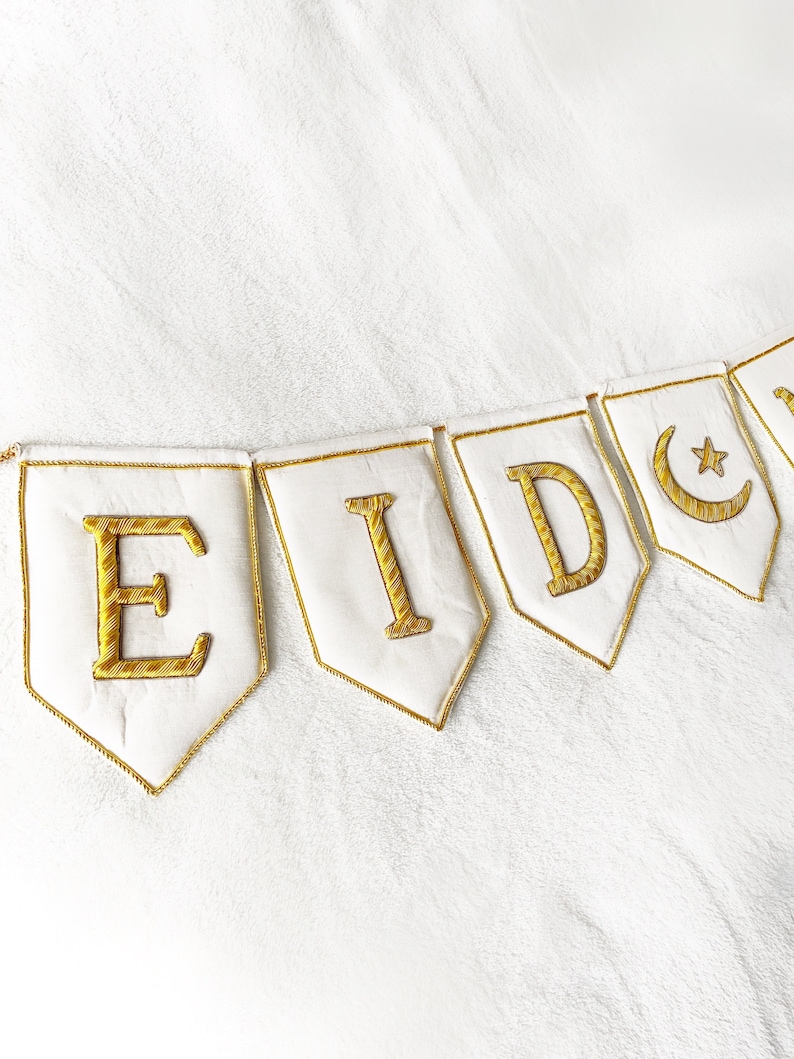 Eid & Ramadan Mubarak Bunting | Luxury Heirloom Gold Zardozi ...