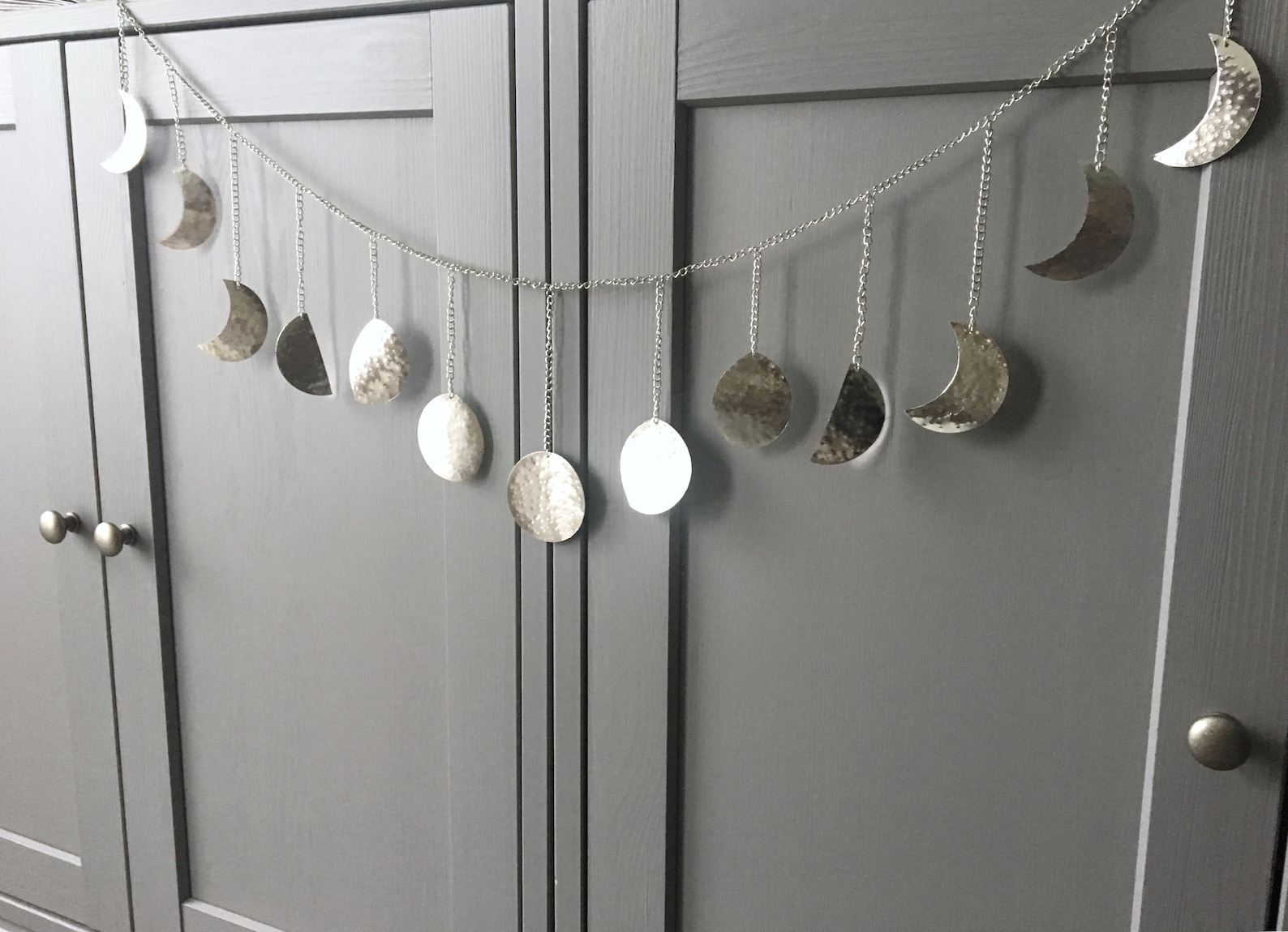 Gold Moon Phase Garland Hammered Metal Lunar Chakra Nature - Etsy