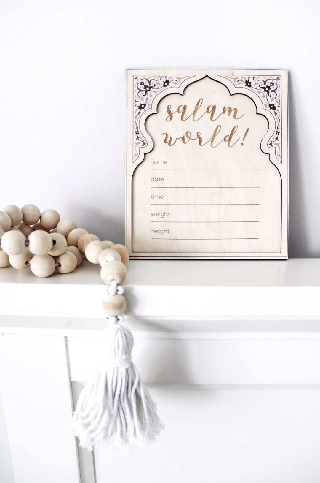 Newborn Baby Keepsake Announcement Plaque | Double Layered Elegant ...