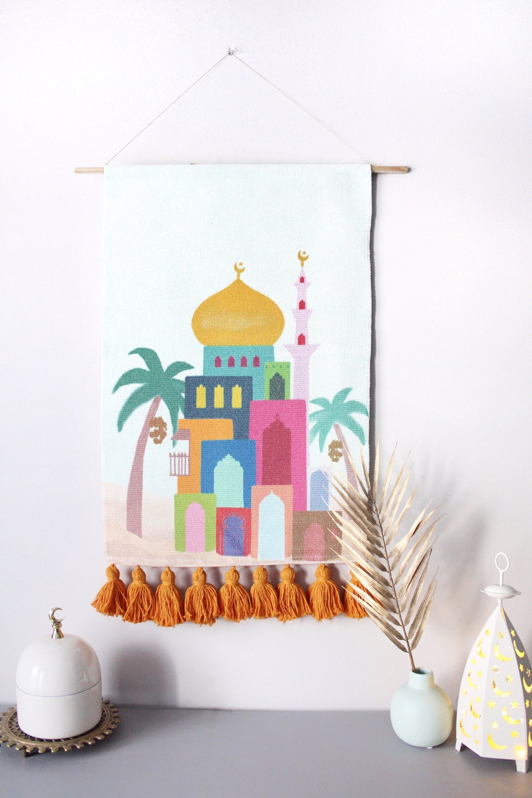 Mosque Islamic Art Wall Hanging Weave Tapestry, Muslim Children's Room ...