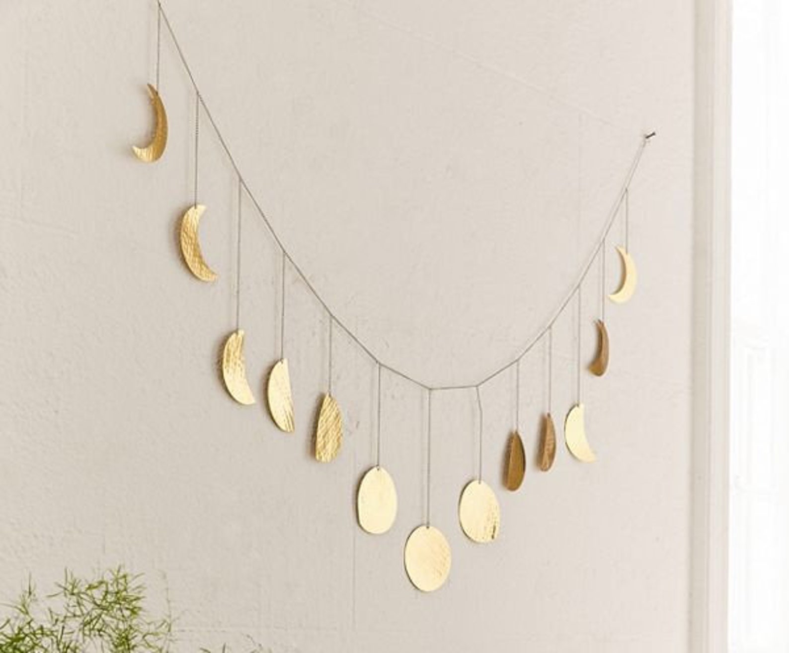 Gold Moon Phase Garland Hammered Metal Lunar Chakra Nature - Etsy