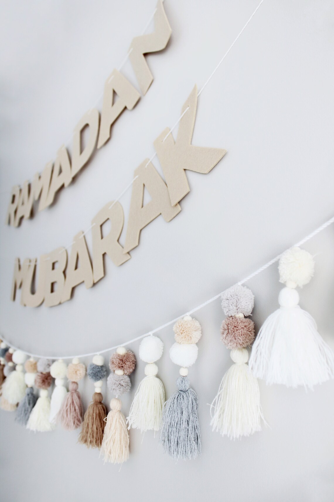 Eid / Ramadan Mubarak Beige Letter Banner DIY (no Tassels) | Islamic ...