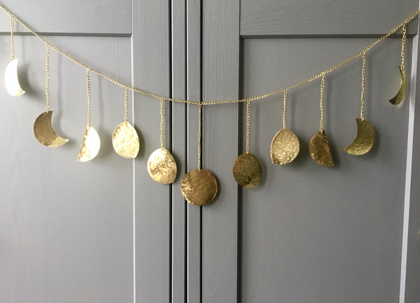 Gold Moon Phase Garland Hammered Metal Lunar Chakra Nature - Etsy