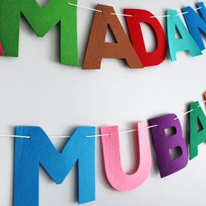 Multicolour Ramadan / Eid Mubarak DIY Felt Banner No Tassels Islamic ...