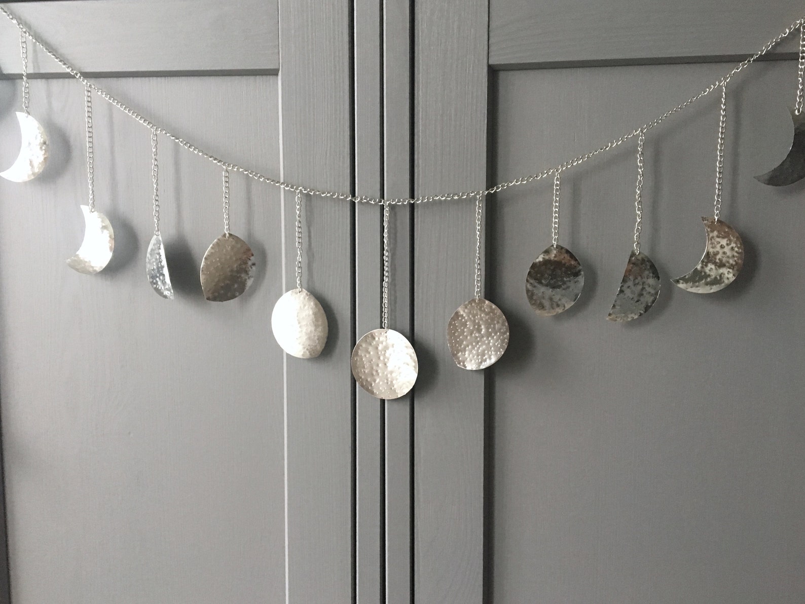 Gold Moon Phase Garland Hammered Metal Lunar Chakra Nature - Etsy