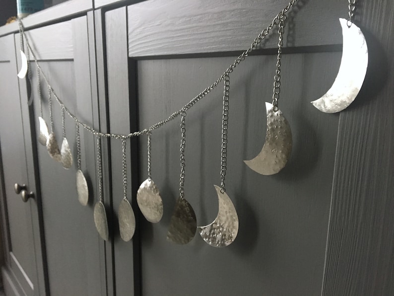 Gold Moon Phase Garland Hammered Metal Lunar Chakra Nature - Etsy