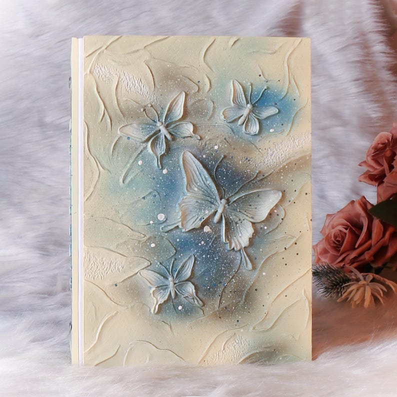 3D Relief Butterfly Journal | Handmade Textured Notebook | Embossed ...