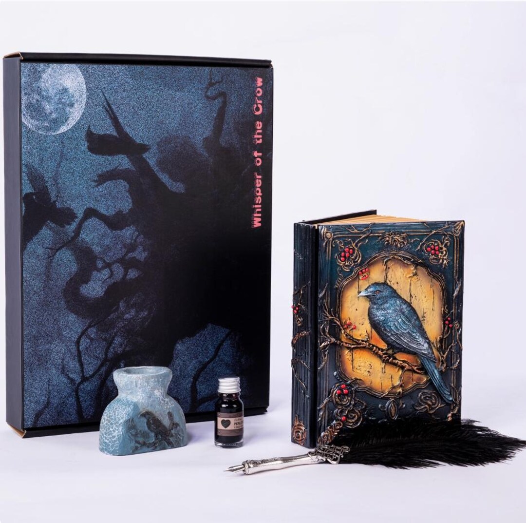 Gothic Raven Embossed Journal – Handmade Resin Notebook With 3D Crow ...