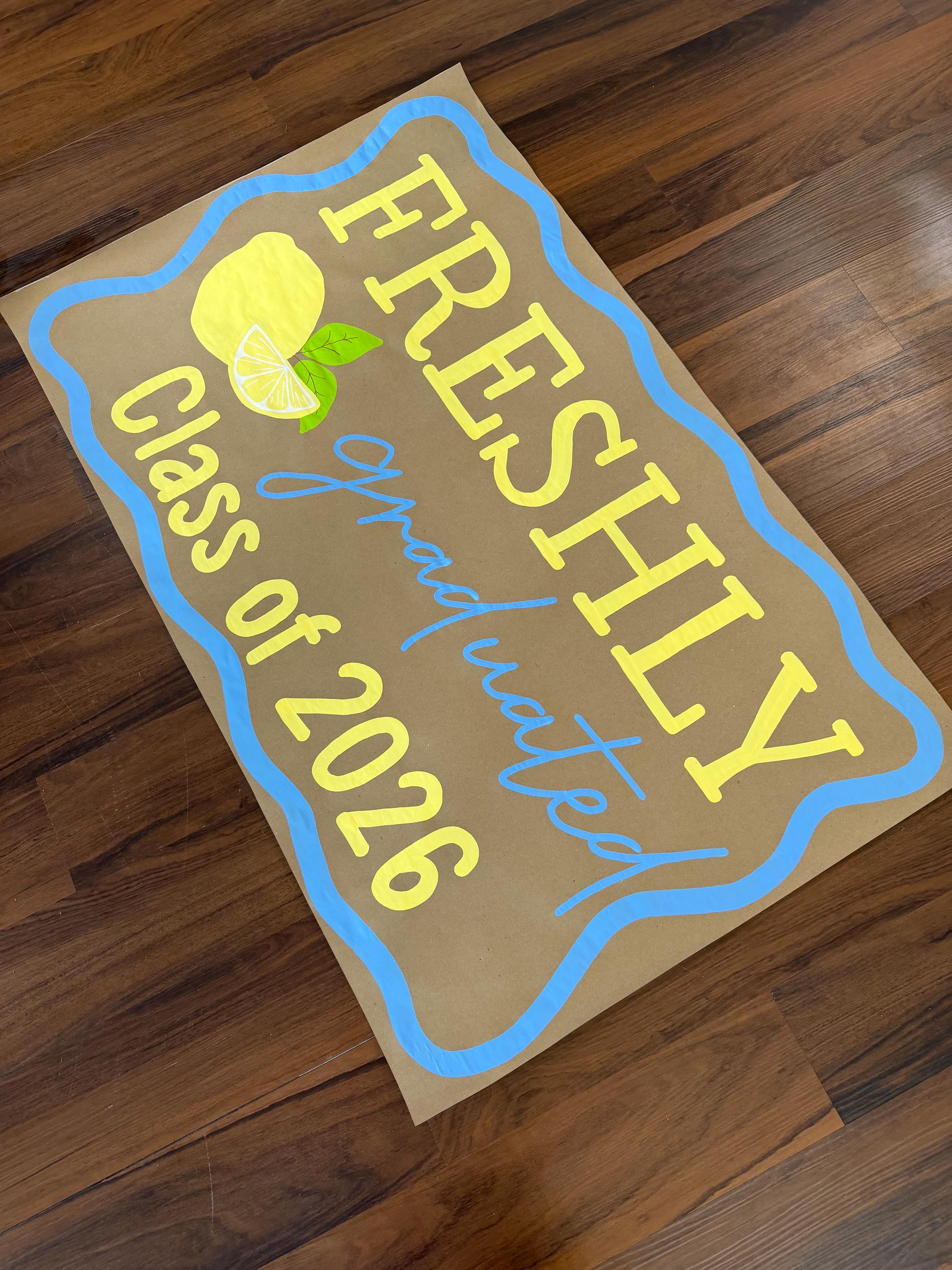 Freshly Graduated Hand- Painted Banner - Etsy