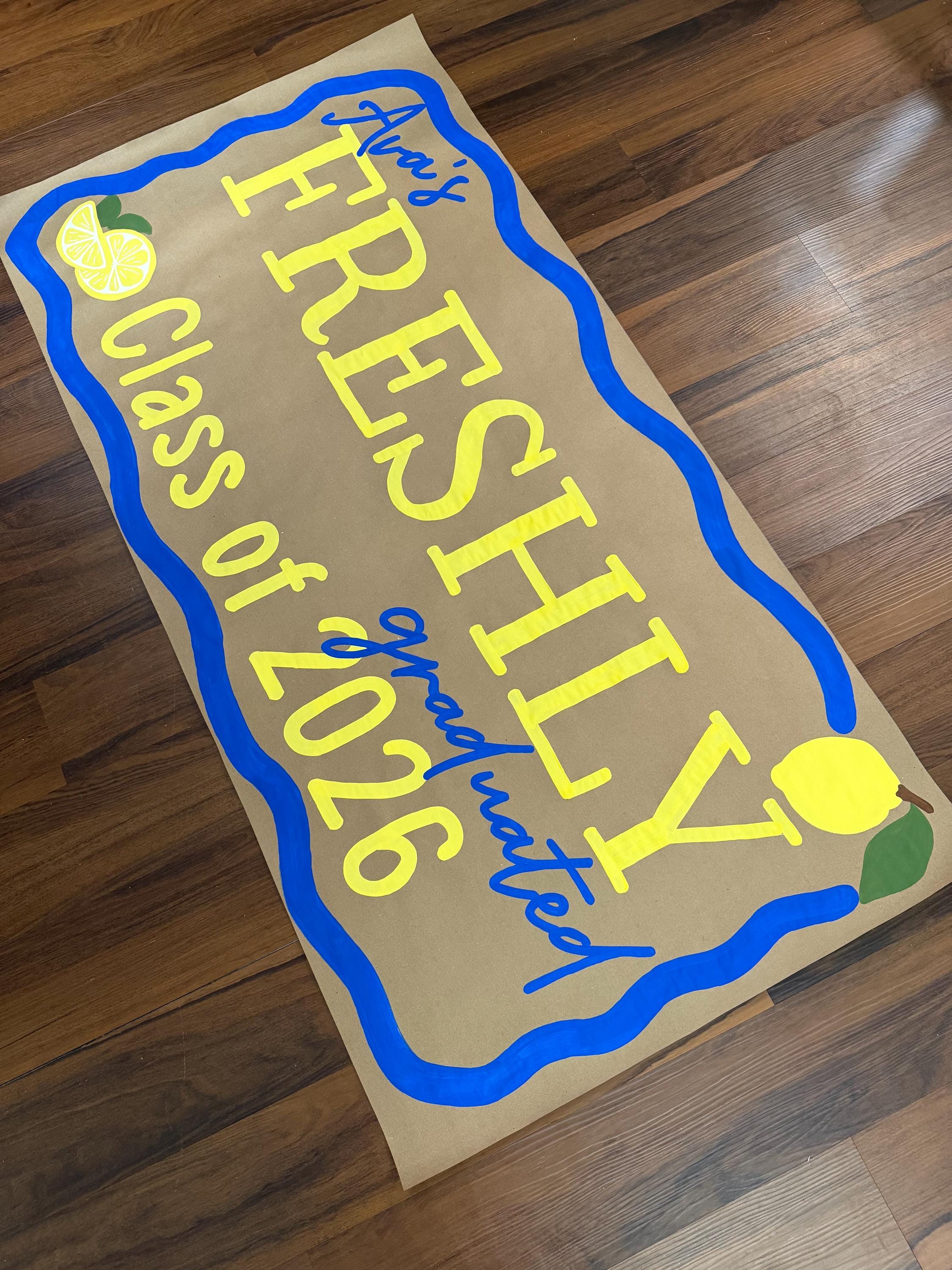 Freshly Graduated Hand- Painted Banner - Etsy