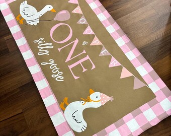 Hand Painted 'one Silly Goose' First Birthday Banner - Etsy