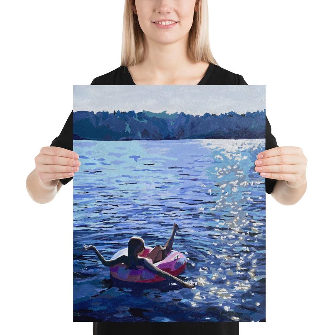 Relaxing on the Lake Print, Lake Decor, Cabin Decor, up North, Floating ...