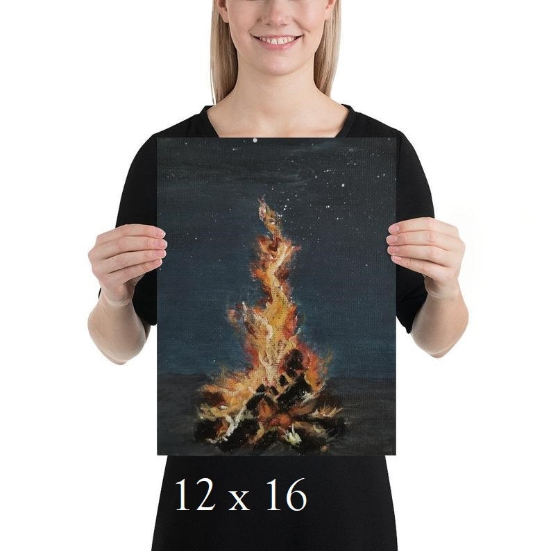 Campfire Print Acrylic Art Poster Painting Original - Etsy