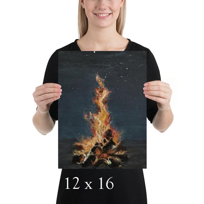 Campfire Print Acrylic Art Poster Painting Original - Etsy