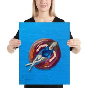 Girl in Floaty Print, Summer Pool Time, Lake Decor, Cabin Decor ...