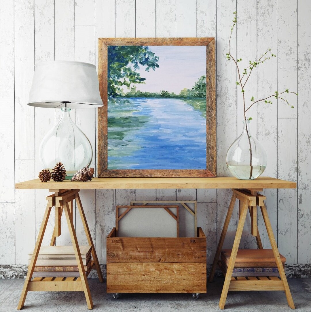Lake Print, Painted Waterway, Lake Decor, Cabin Decor, Lake Life, up ...