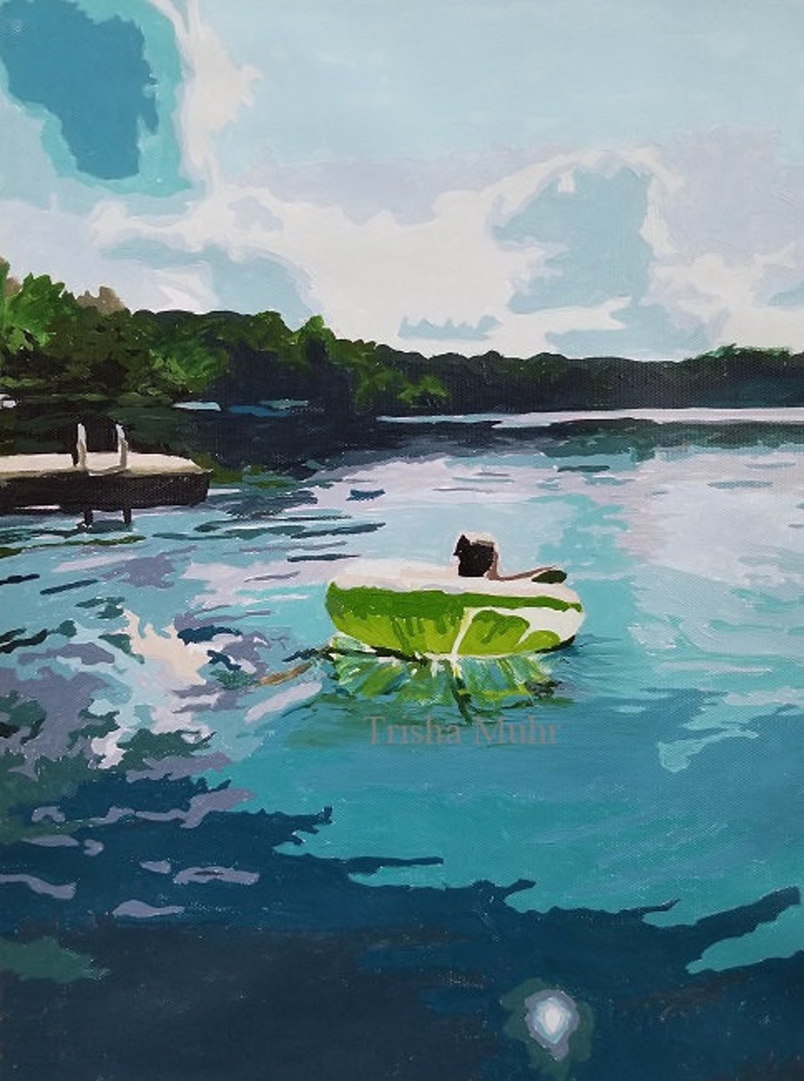 Lake Print, Summer Print, Floating in the Lake, Summer Day, Lake Decor ...