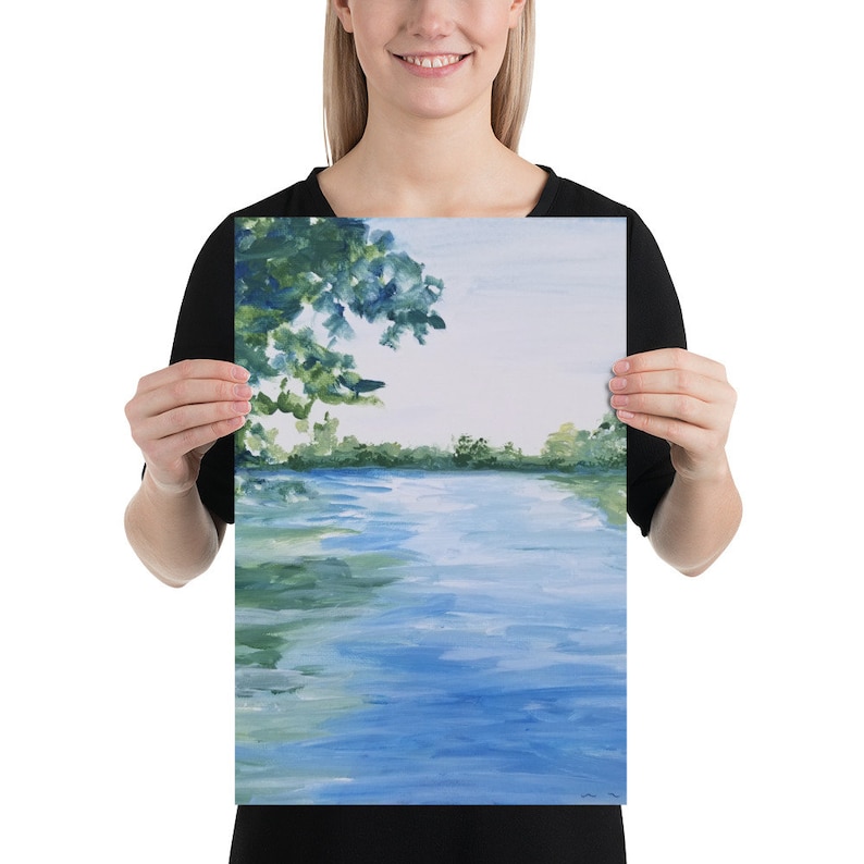 Lake Print, Painted Waterway, Lake Decor, Cabin Decor, Lake Life, up ...