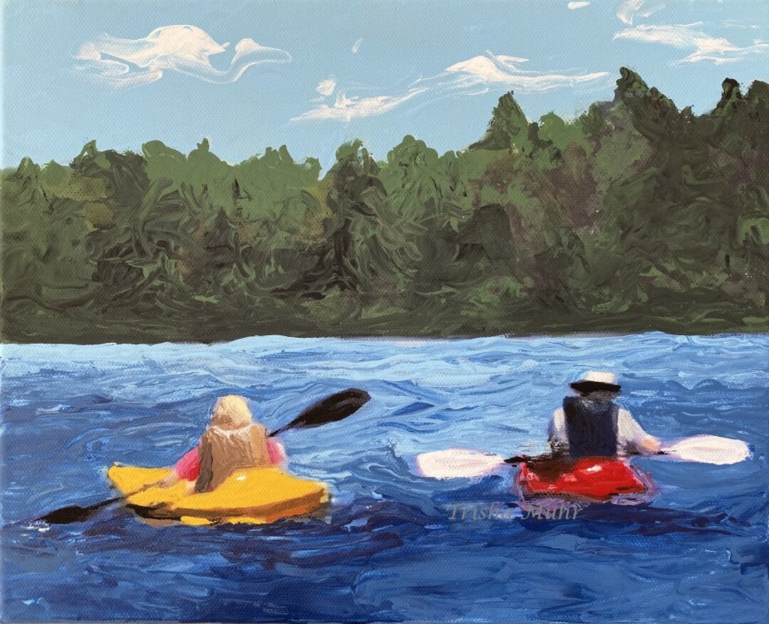 Kayaking Print, on the Lake, Lake Decor, up North, Original Painting ...