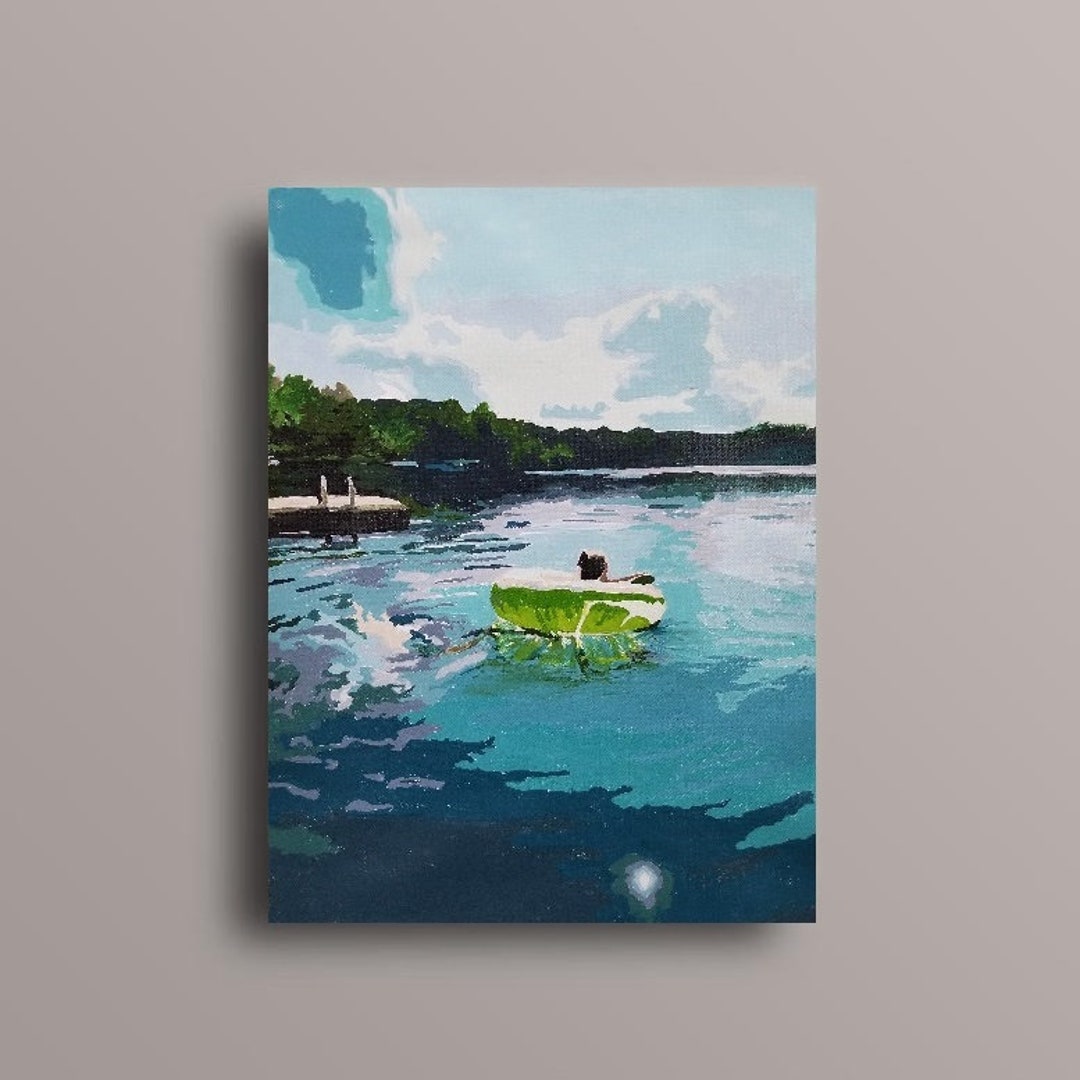 Lake Print, Summer Print, Floating in the Lake, Summer Day, Lake Decor ...
