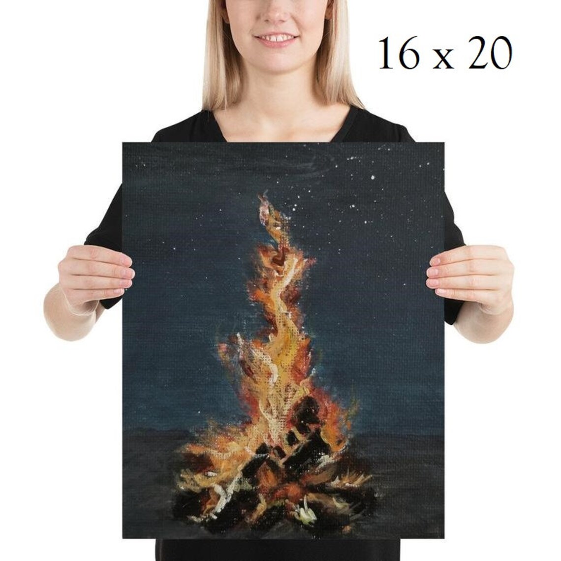 Campfire Print Acrylic Art Poster Painting Original - Etsy