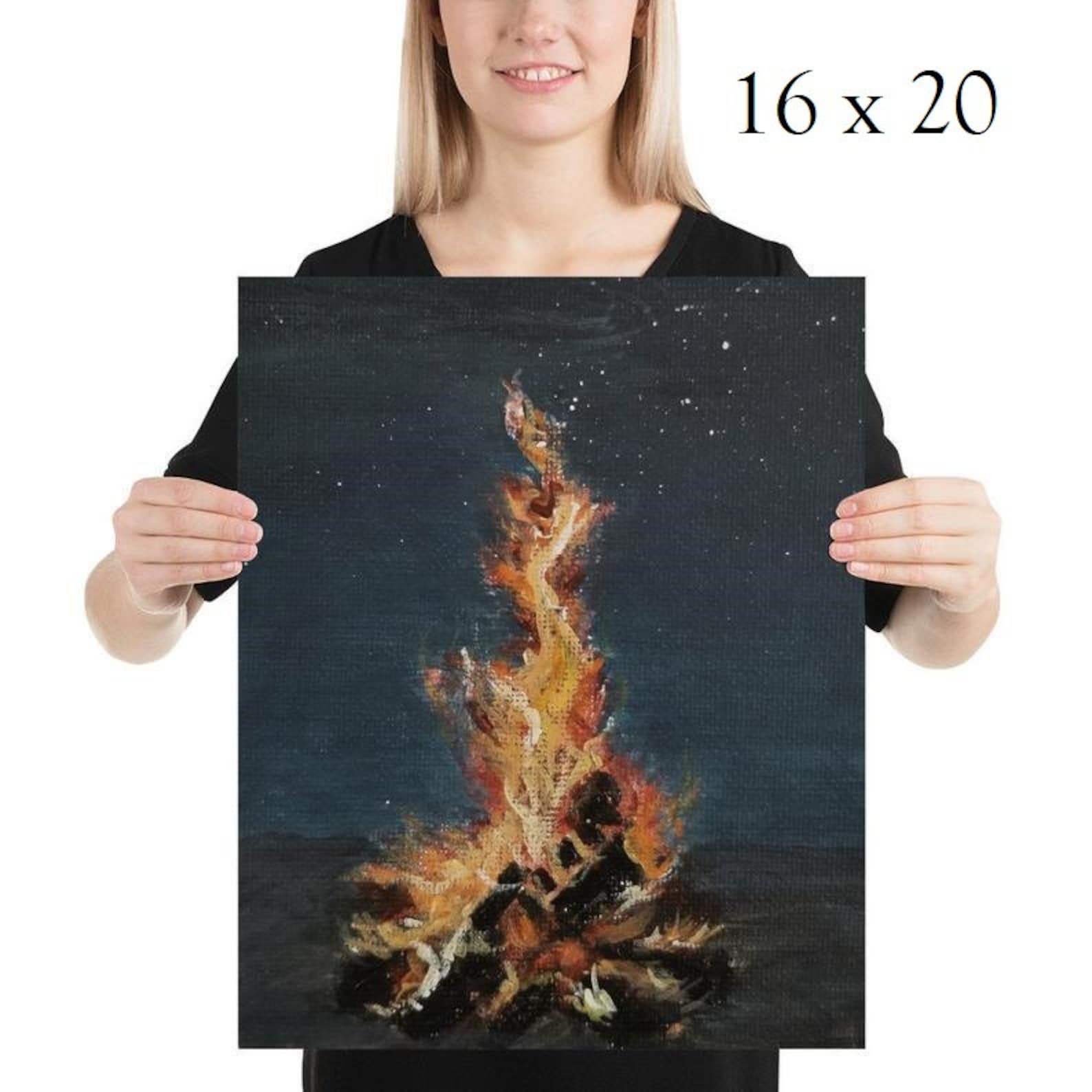 Campfire Print Acrylic Art Poster Painting Original - Etsy