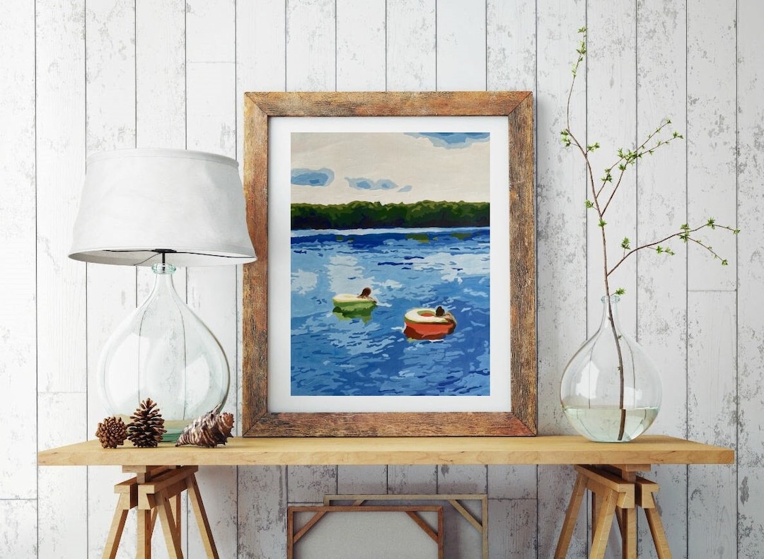 Floating on the Lake, Lake Print, Summer Print, Lake Decor, Cabin Decor ...