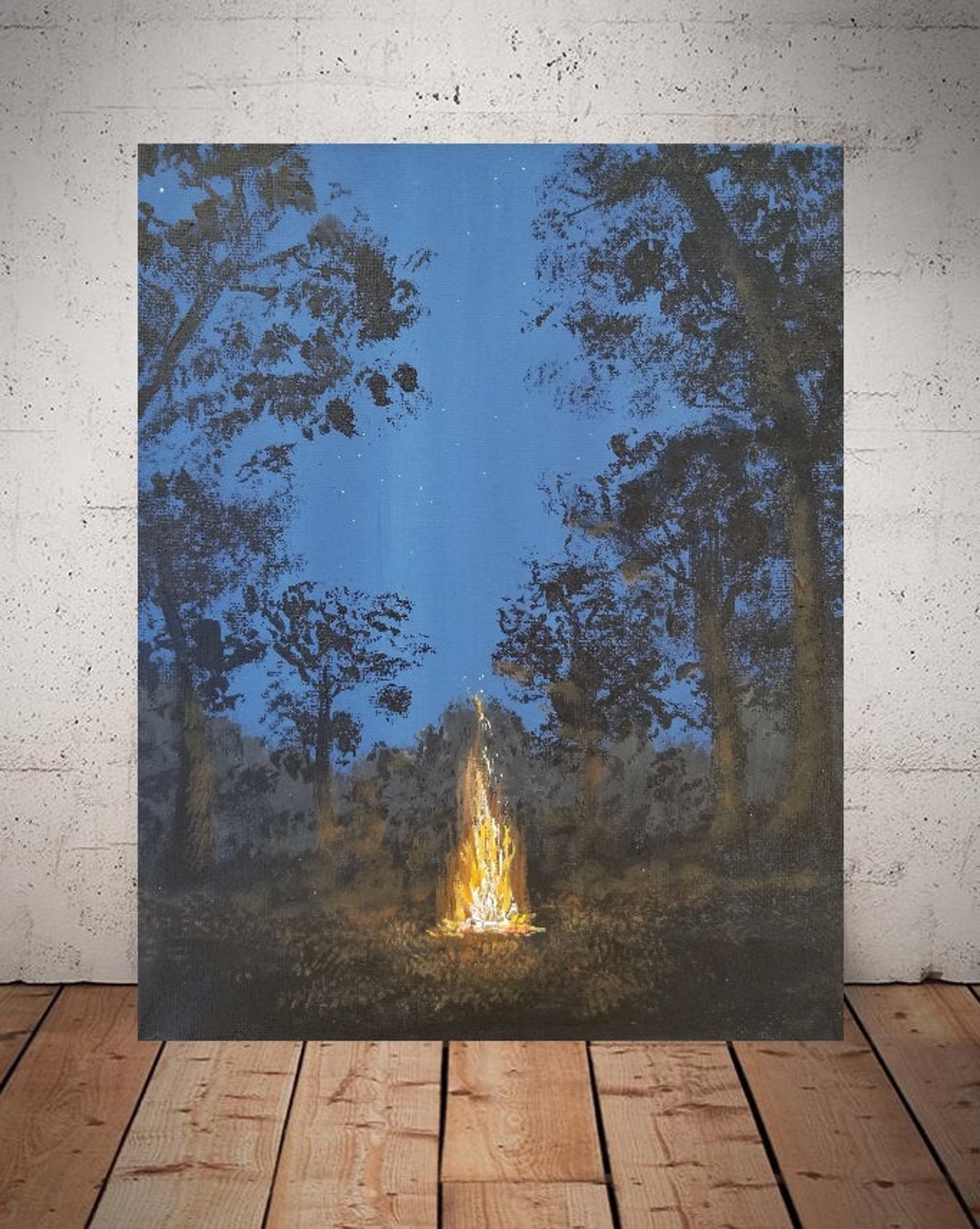Forest Campfire Print, Campfire Print, Acrylic Art, Poster, Painting ...