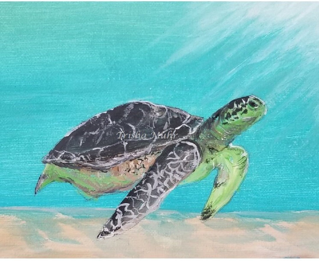 Sea Turtle Print, Ocean Print, Green Sea Turtle, Original Painting, Marine Biology, Marine ...