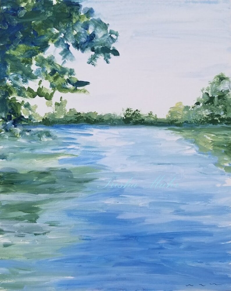 Lake Print, Painted Waterway, Lake Decor, Cabin Decor, Lake Life, up ...