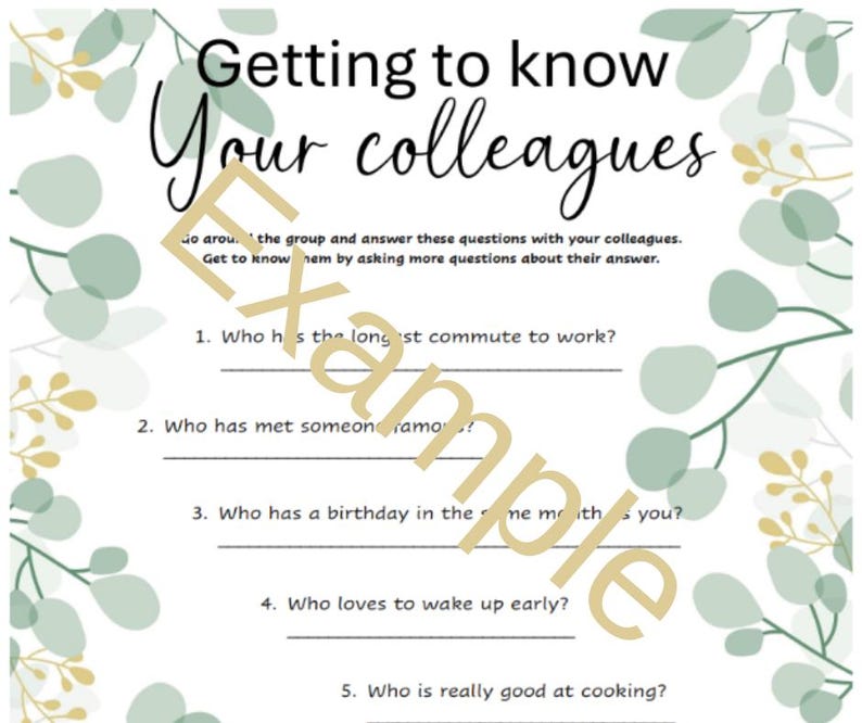 Getting to Know Your Colleagues - Team Building Activity - Etsy