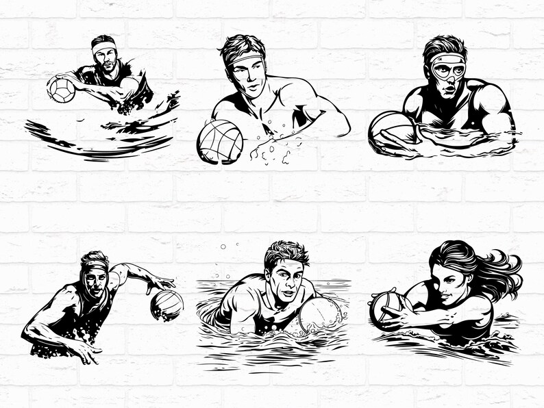 Water Polo Silhouette SVG Bundle | Aquatic Sport SVG PNG Clipart for ...