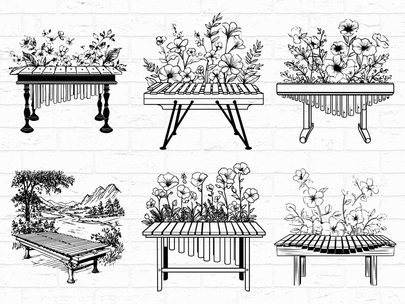 Marimba Silhouette SVG Bundle | Percussion Instrument SVG PNG for ...