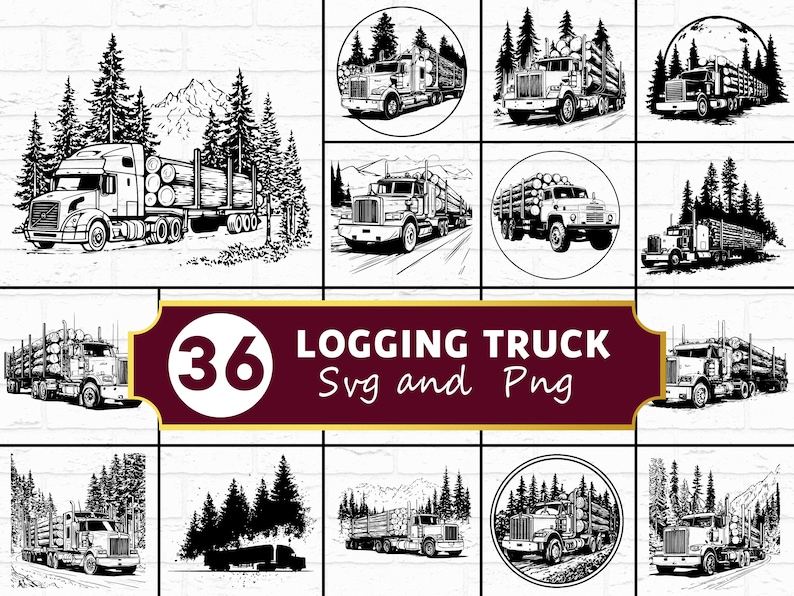 Logging Truck SVG PNG Bundle, Lumber Silhouette Clipart, Forestry ...