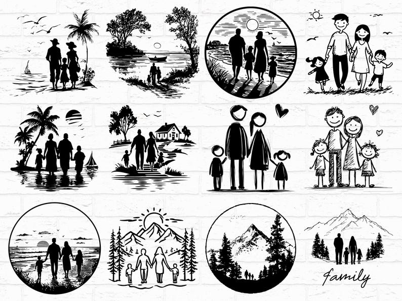 Family Silhouette SVG Bundle | Happy Family Love Together PNG Cricut - Etsy