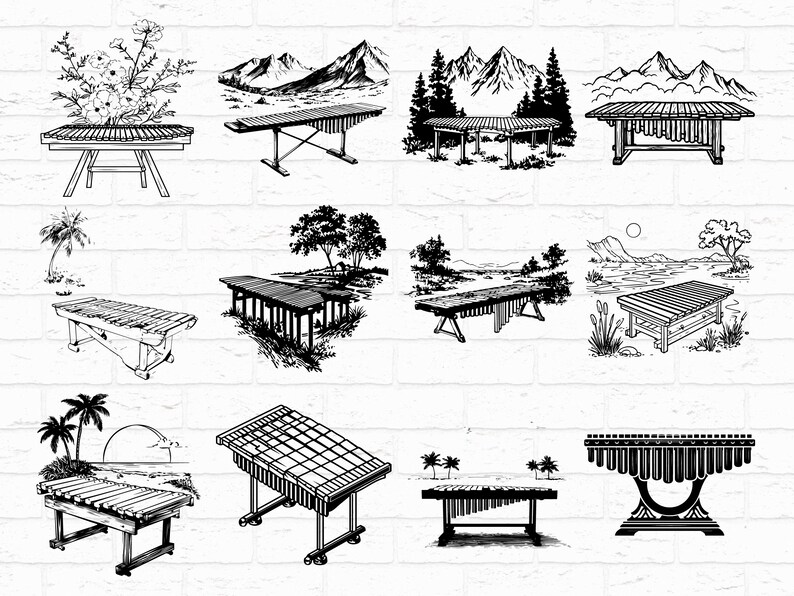 Marimba Silhouette SVG Bundle | Percussion Instrument SVG PNG for ...