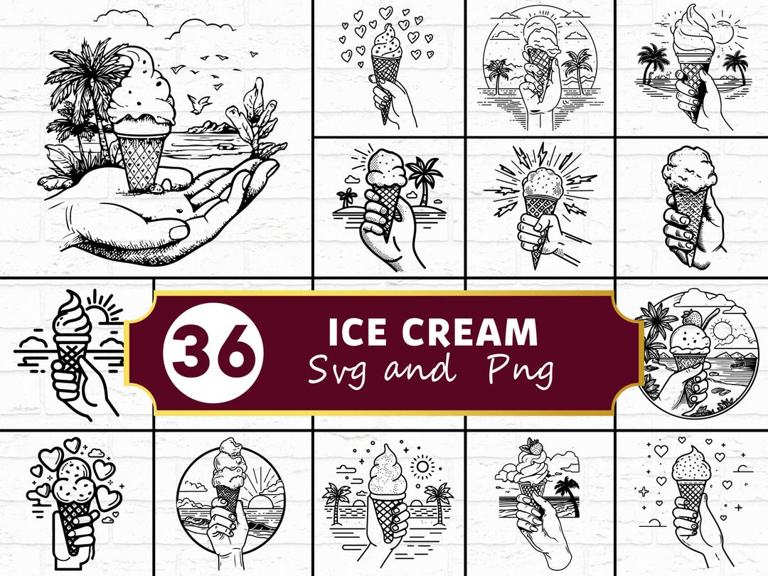 Ice SVG PNG Bundle, Ice Cream Silhouette Clipart, Summer Dessert Cricut ...