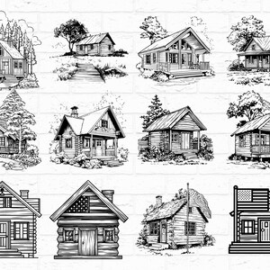 Wooden House Silhouette SVG Bundle | Rustic Cabin Home SVG PNG Cricut ...