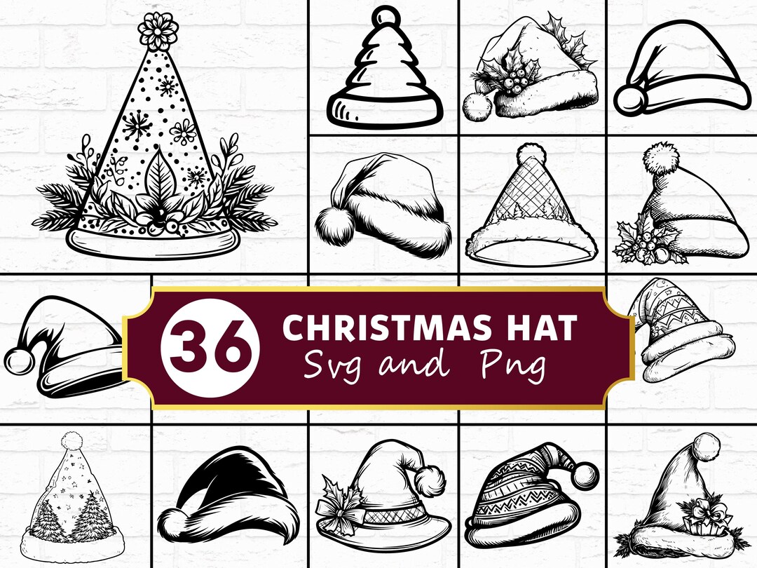 Christmas Hat Silhouette SVG Bundle | Santa Hat PNG Clipart for Cricut ...