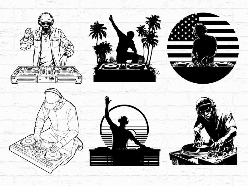 DJ Mixer SVG PNG Bundle, Music Silhouette Clipart, Turntable Party ...