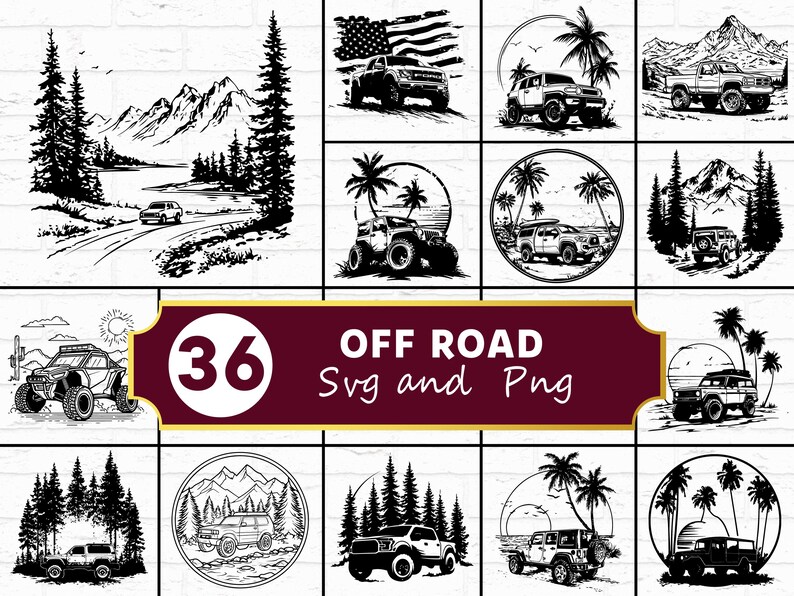Off Road SVG PNG Bundle, Truck Silhouette Clipart, Adventure Cricut ...