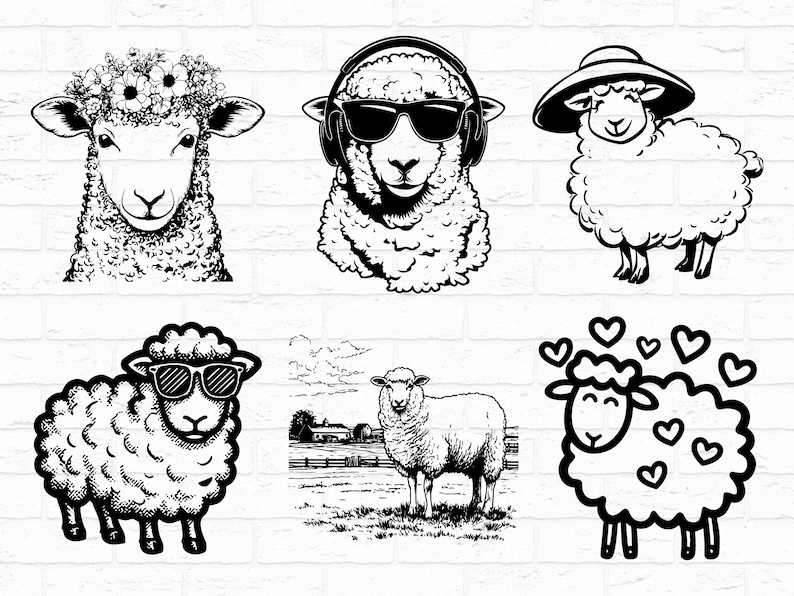 Sheep SVG PNG Bundle, Sheep Silhouette Clipart, Farm Animal Cricut Cut ...