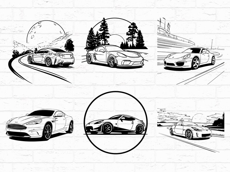 Sports Car SVG PNG Bundle, Racing Automobile Silhouette Clipart, Fast ...