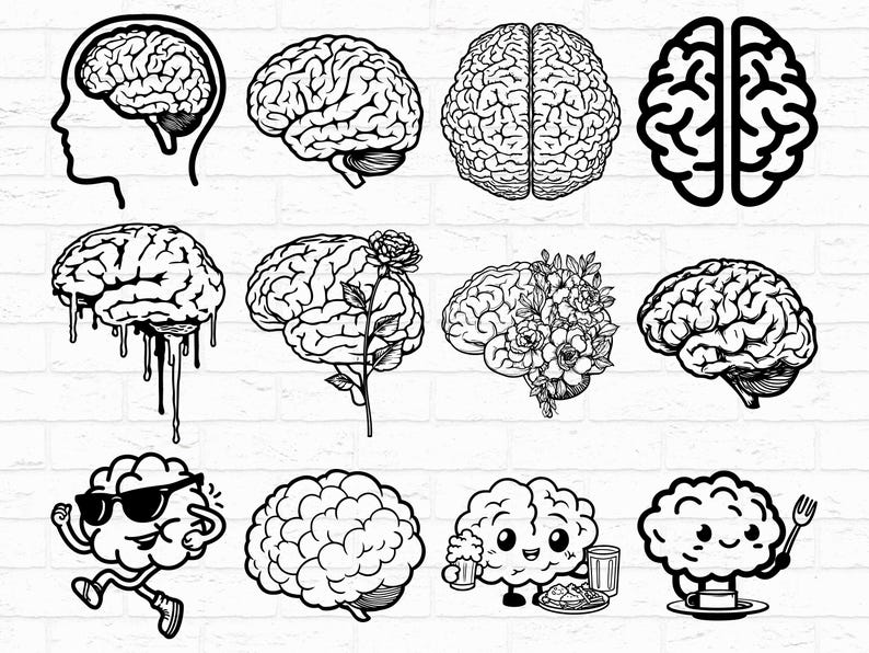 Brain SVG PNG Bundle, Human Anatomy Silhouette Clipart, Science Cricut ...