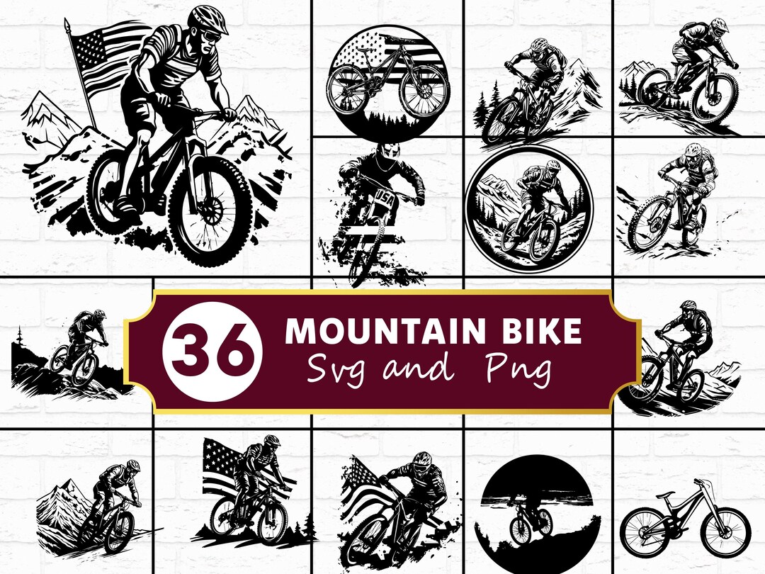 Mountain Bike SVG PNG Bundle, MTB Silhouette Clipart, Cycling Sport ...