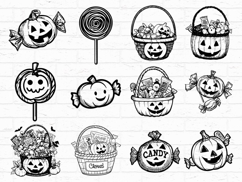 Halloween Candy SVG PNG Bundle, Spooky Candy Silhouette Clipart, Trick ...