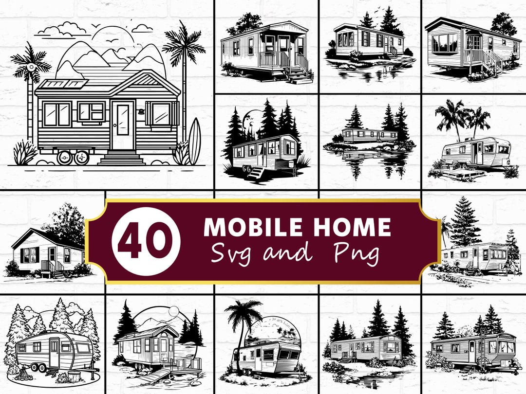 Mobile Home Silhouette SVG Bundle | RV Anhänger SVG Png Clipart für ...