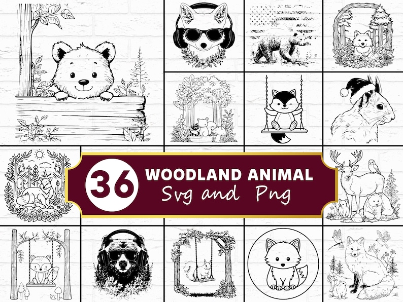 Woodland Animal Silhouette SVG Bundle | Forest Animals Nature SVG PNG ...